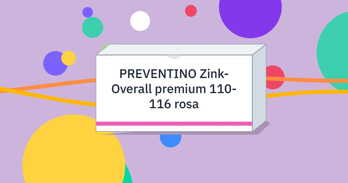 Symbolbild: Packung mit der Aufschrift PREVENTINO Zink-Overall premium 110-116 rosa (PZN 12446652) – Verfügbarkeit und Bezug in Apotheken in Frankfurt am Main