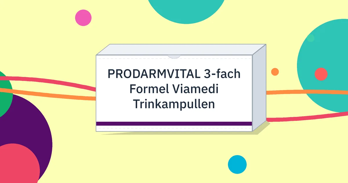 Symbolbild: Packung mit der Aufschrift PRODARMVITAL 3-fach Formel Viamedi Trinkampullen (PZN 18675098) – Verfügbarkeit und Bezug in Apotheken in Frankfurt am Main