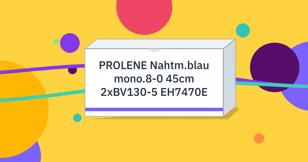 Symbolbild: Packung mit der Aufschrift PROLENE Nahtm.blau mono.8-0 45cm 2xBV130-5 EH7470E (PZN 20855011) – Verfügbarkeit und Bezug in Apotheken in Frankfurt am Main