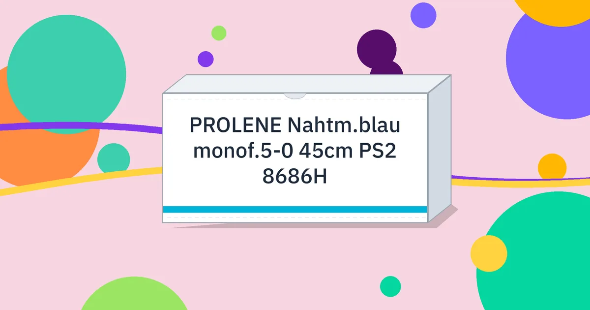 Symbolbild: Packung mit der Aufschrift PROLENE Nahtm.blau monof.5-0 45cm PS2 8686H (PZN 16255848) – Verfügbarkeit und Bezug in Apotheken in Frankfurt am Main