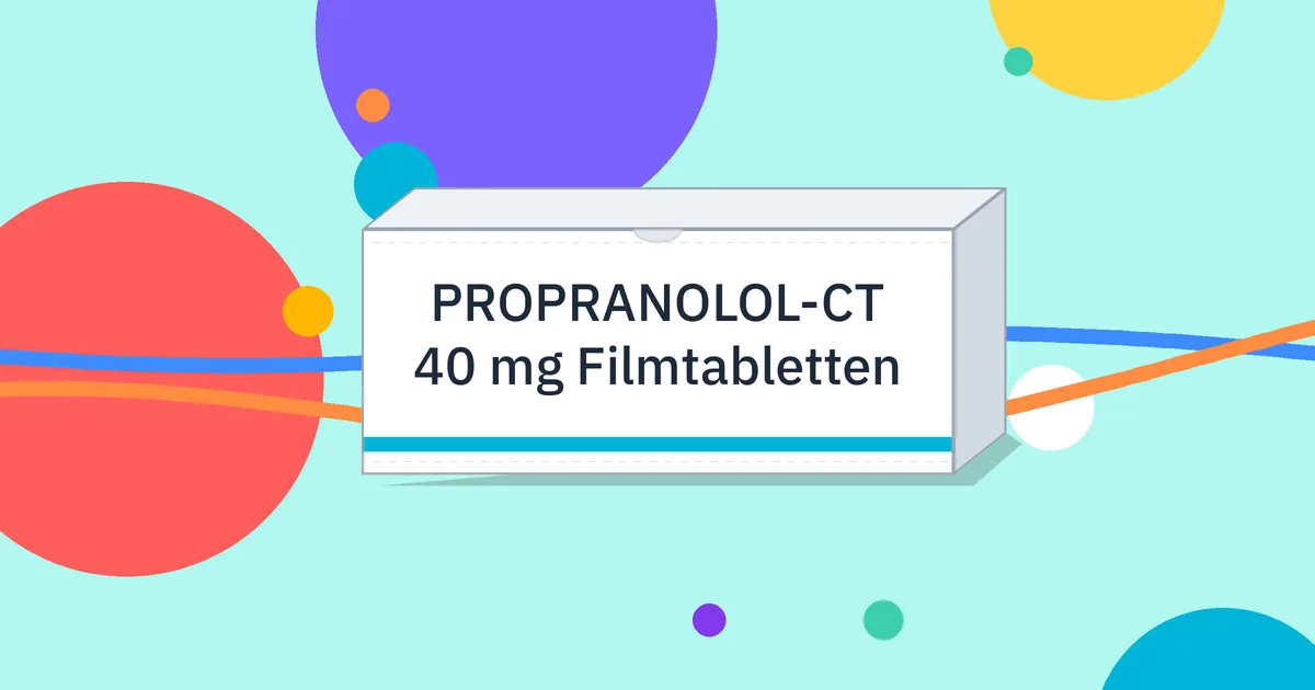 Symbolbild: Packung mit der Aufschrift PROPRANOLOL-CT 40 mg Filmtabletten (PZN 01030569) – Verfügbarkeit und Bezug in Apotheken in Frankfurt am Main