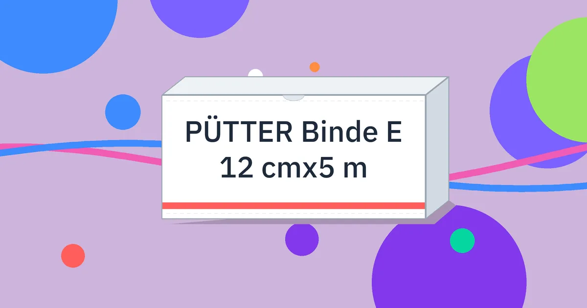 Symbolbild: Packung mit der Aufschrift PÜTTER Binde E 12 cmx5 m (PZN 20611119) – Verfügbarkeit und Bezug in Apotheken in Frankfurt am Main