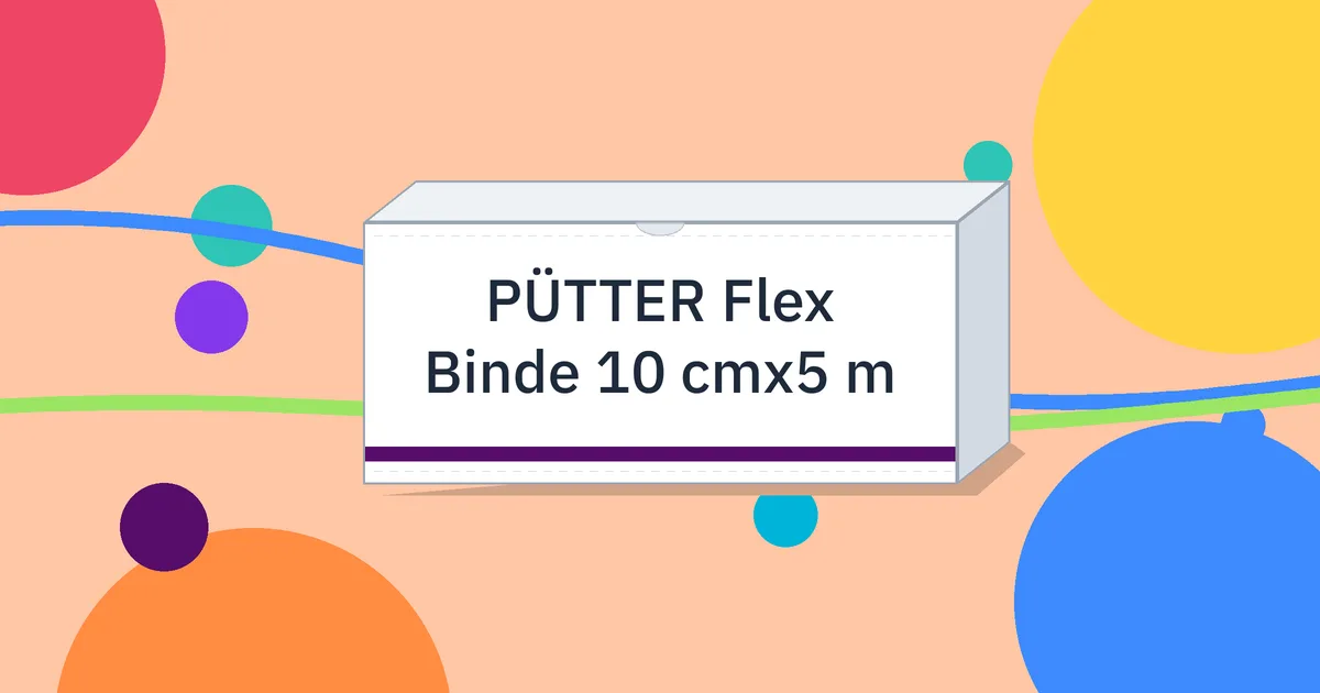 Symbolbild: Packung mit der Aufschrift PÜTTER Flex Binde 10 cmx5 m (PZN 19703431) – Verfügbarkeit und Bezug in Apotheken in Frankfurt am Main