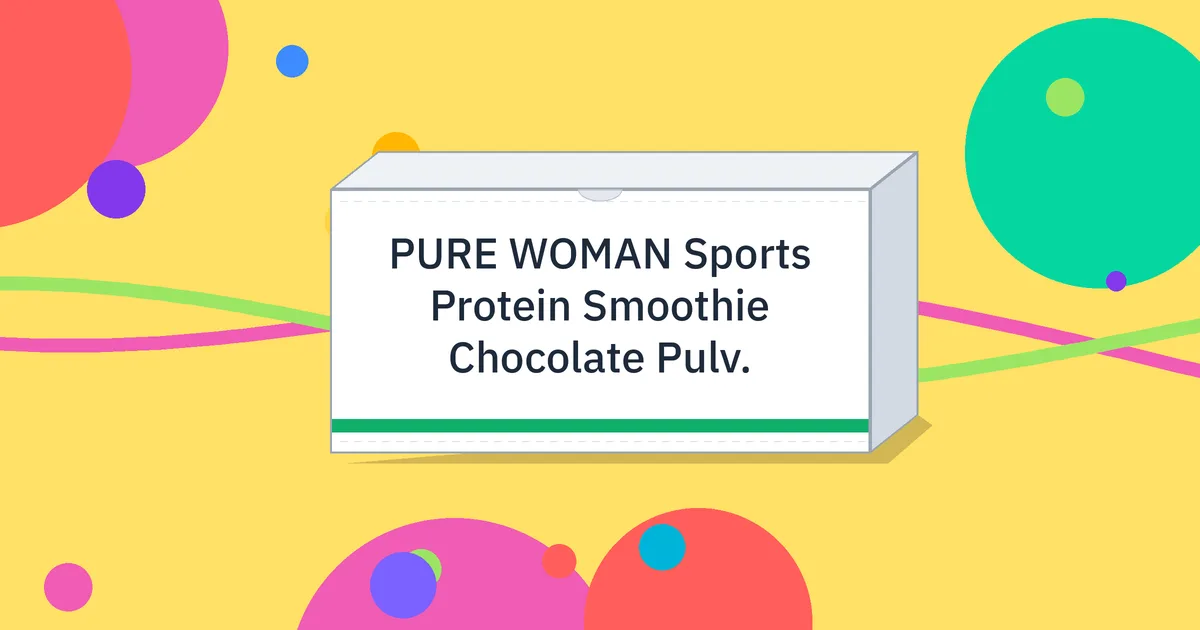 Symbolbild: Packung mit der Aufschrift PURE WOMAN Sports Protein Smoothie Chocolate Pulv. (PZN 12668430) – Verfügbarkeit und Bezug in Apotheken in Frankfurt am Main