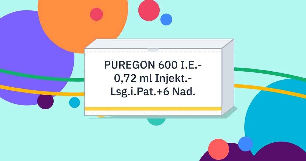 Symbolbild: Packung mit der Aufschrift PUREGON 600 I.E.-0,72 ml Injekt.-Lsg.i.Pat.+6 Nad. (PZN 18006807) – Verfügbarkeit und Bezug in Apotheken in Frankfurt am Main