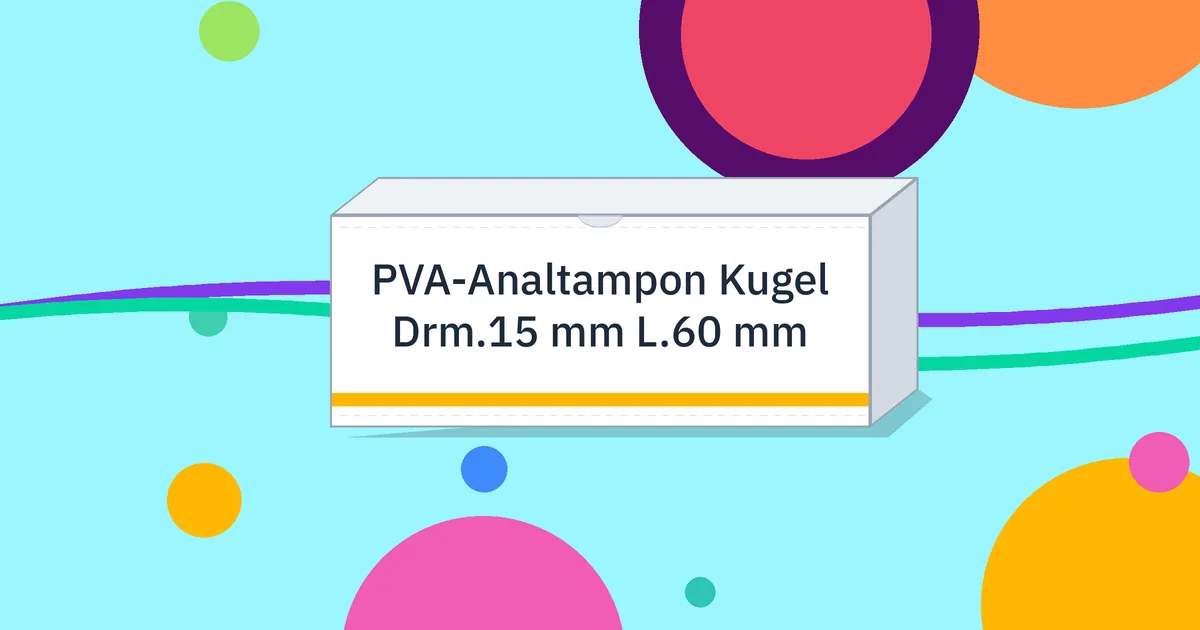 Symbolbild: Packung mit der Aufschrift PVA-Analtampon Kugel Drm.15 mm L.60 mm (PZN 12551142) – Verfügbarkeit und Bezug in Apotheken in Frankfurt am Main