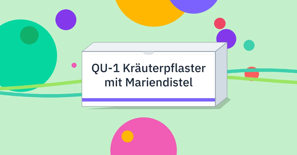 Symbolbild: Packung mit der Aufschrift QU-1 Kräuterpflaster mit Mariendistel (PZN 12528367) – Verfügbarkeit und Bezug in Apotheken in Frankfurt am Main
