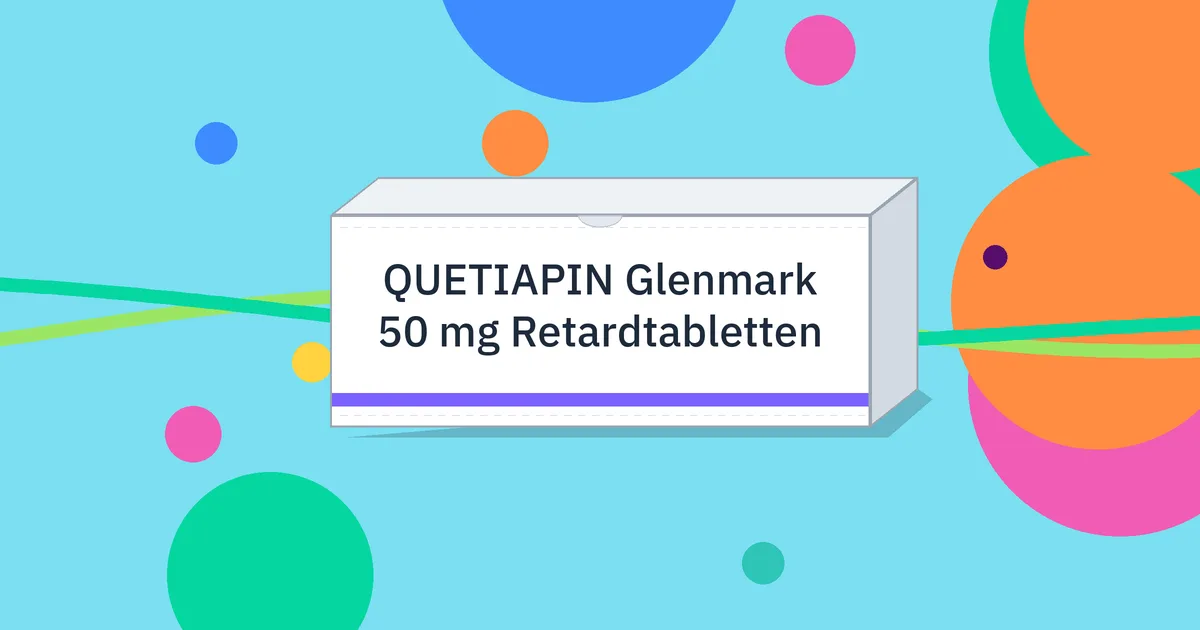 Symbolbild: Packung mit der Aufschrift QUETIAPIN Glenmark 50 mg Retardtabletten (PZN 16031474) – Verfügbarkeit und Bezug in Apotheken in Frankfurt am Main
