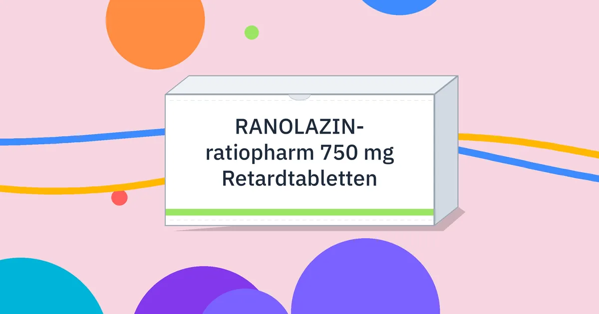 Symbolbild: Packung mit der Aufschrift RANOLAZIN-ratiopharm 750 mg Retardtabletten (PZN 19114516) – Verfügbarkeit und Bezug in Apotheken in Frankfurt am Main