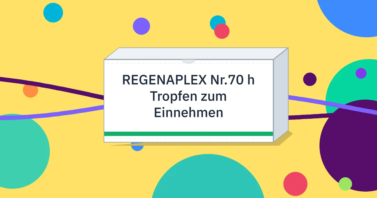 Symbolbild: Packung mit der Aufschrift REGENAPLEX Nr.70 h Tropfen zum Einnehmen (PZN 08717128) – Verfügbarkeit und Bezug in Apotheken in Frankfurt am Main