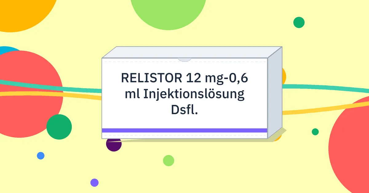 Symbolbild: Packung mit der Aufschrift RELISTOR 12 mg-0,6 ml Injektionslösung Dsfl. (PZN 16239973) – Verfügbarkeit und Bezug in Apotheken in Frankfurt am Main