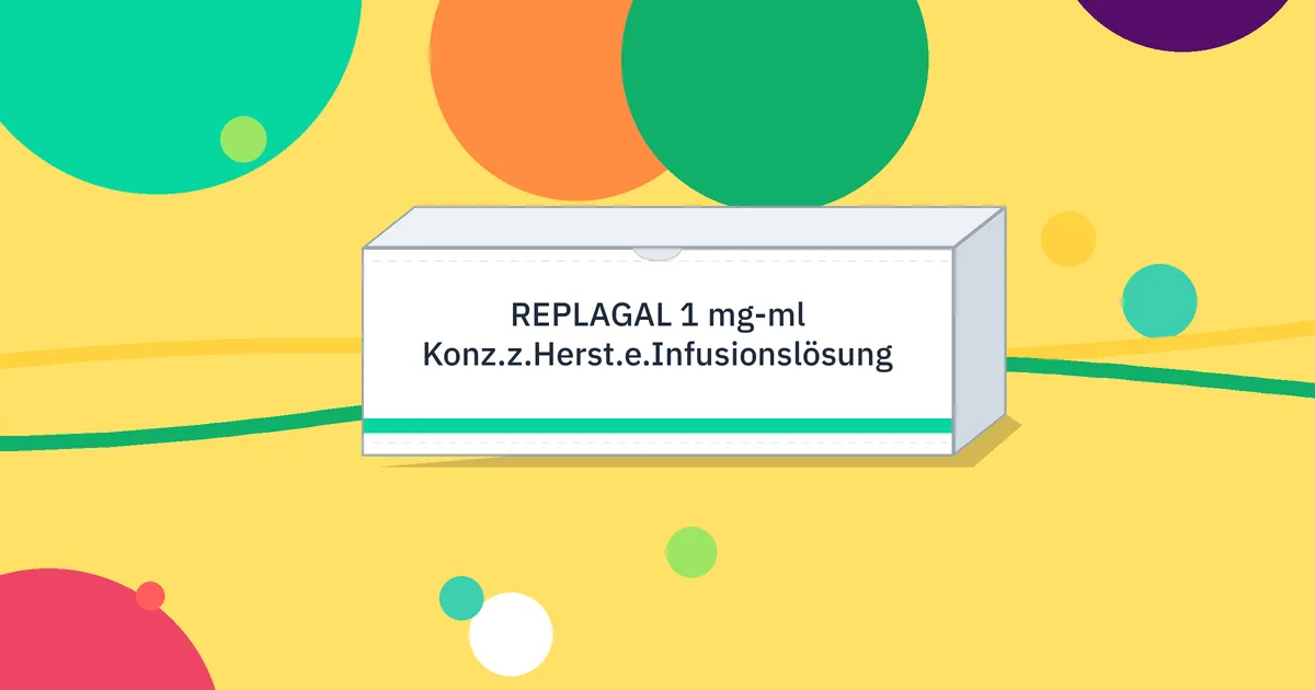 Symbolbild: Packung mit der Aufschrift REPLAGAL 1 mg-ml Konz.z.Herst.e.Infusionslösung (PZN 14362824) – Verfügbarkeit und Bezug in Apotheken in Frankfurt am Main