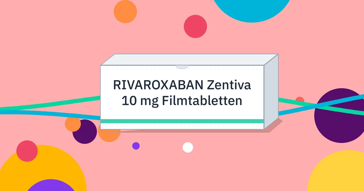 Symbolbild: Packung mit der Aufschrift RIVAROXABAN Zentiva 10 mg Filmtabletten (PZN 18841289) – Verfügbarkeit und Bezug in Apotheken in Frankfurt am Main