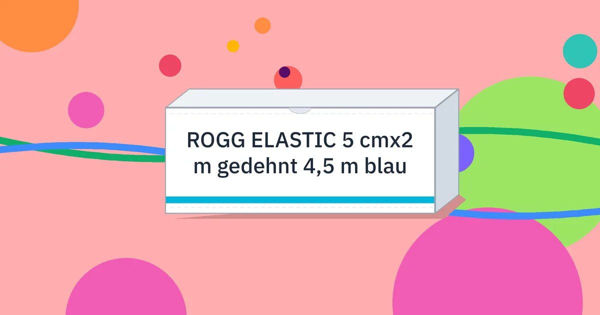 Symbolbild: Packung mit der Aufschrift ROGG ELASTIC 5 cmx2 m gedehnt 4,5 m blau (PZN 15301463) – Verfügbarkeit und Bezug in Apotheken in Frankfurt am Main