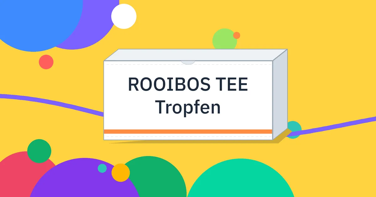 Symbolbild: Packung mit der Aufschrift ROOIBOS TEE Tropfen (PZN 15893854) – Verfügbarkeit und Bezug in Apotheken in Frankfurt am Main