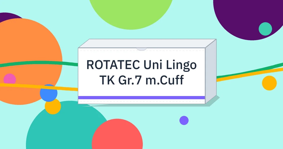 Symbolbild: Packung mit der Aufschrift ROTATEC Uni Lingo TK Gr.7 m.Cuff (PZN 20925177) – Verfügbarkeit und Bezug in Apotheken in Frankfurt am Main