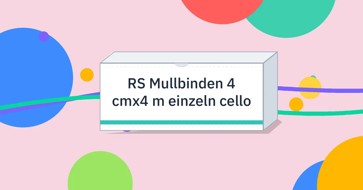 Symbolbild: Packung mit der Aufschrift RS Mullbinden 4 cmx4 m einzeln cello (PZN 02474469) – Verfügbarkeit und Bezug in Apotheken in Frankfurt am Main