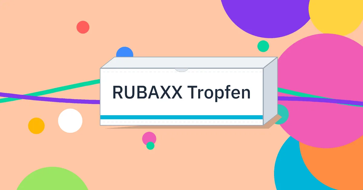Symbolbild: Packung mit der Aufschrift RUBAXX Tropfen (PZN 13582297) – Verfügbarkeit und Bezug in Apotheken in Frankfurt am Main