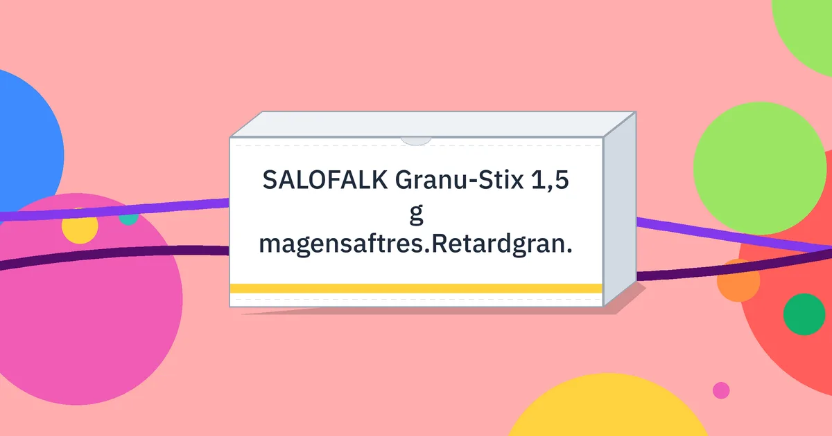 Symbolbild: Packung mit der Aufschrift SALOFALK Granu-Stix 1,5 g magensaftres.Retardgran. (PZN 06785686) – Verfügbarkeit und Bezug in Apotheken in Frankfurt am Main