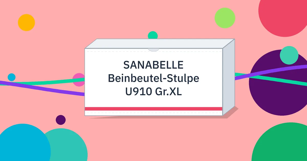 Symbolbild: Packung mit der Aufschrift SANABELLE Beinbeutel-Stulpe U910 Gr.XL (PZN 10069524) – Verfügbarkeit und Bezug in Apotheken in Frankfurt am Main