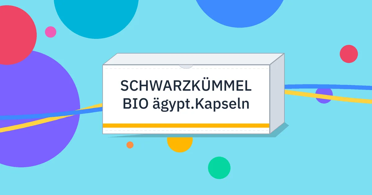 Symbolbild: Packung mit der Aufschrift SCHWARZKÜMMEL BIO ägypt.Kapseln (PZN 01569943) – Verfügbarkeit und Bezug in Apotheken in Frankfurt am Main