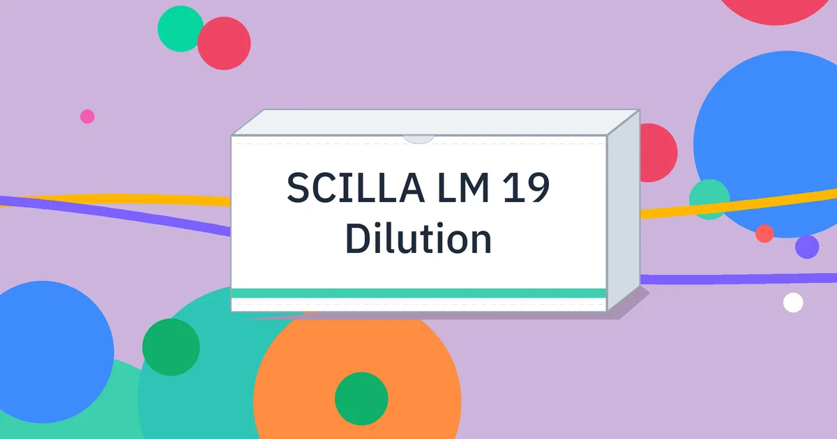 Symbolbild: Packung mit der Aufschrift SCILLA LM 19 Dilution (PZN 13184059) – Verfügbarkeit und Bezug in Apotheken in Frankfurt am Main