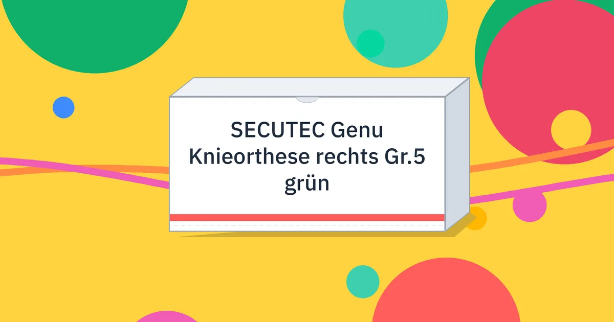 Symbolbild: Packung mit der Aufschrift SECUTEC Genu Knieorthese rechts Gr.5 grün (PZN 12510893) – Verfügbarkeit und Bezug in Apotheken in Frankfurt am Main
