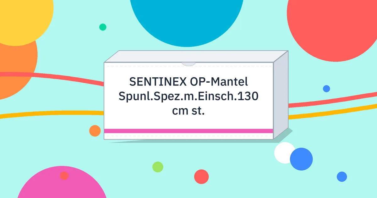 Symbolbild: Packung mit der Aufschrift SENTINEX OP-Mantel Spunl.Spez.m.Einsch.130 cm st. (PZN 03162565) – Verfügbarkeit und Bezug in Apotheken in Frankfurt am Main