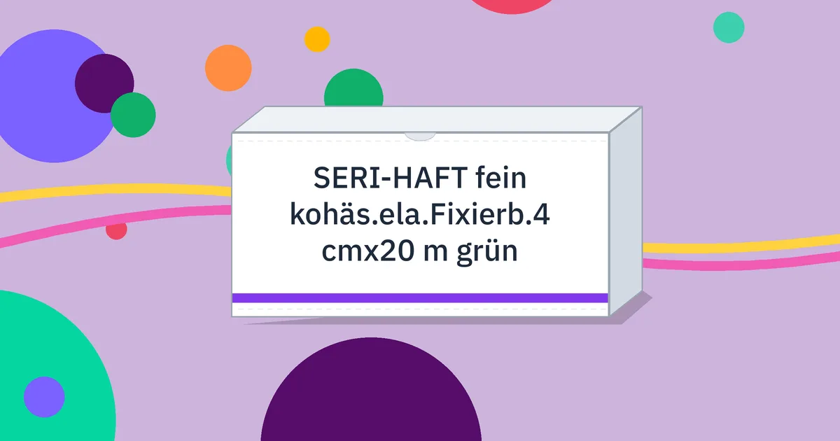Symbolbild: Packung mit der Aufschrift SERI-HAFT fein kohäs.ela.Fixierb.4 cmx20 m grün (PZN 19922794) – Verfügbarkeit und Bezug in Apotheken in Frankfurt am Main