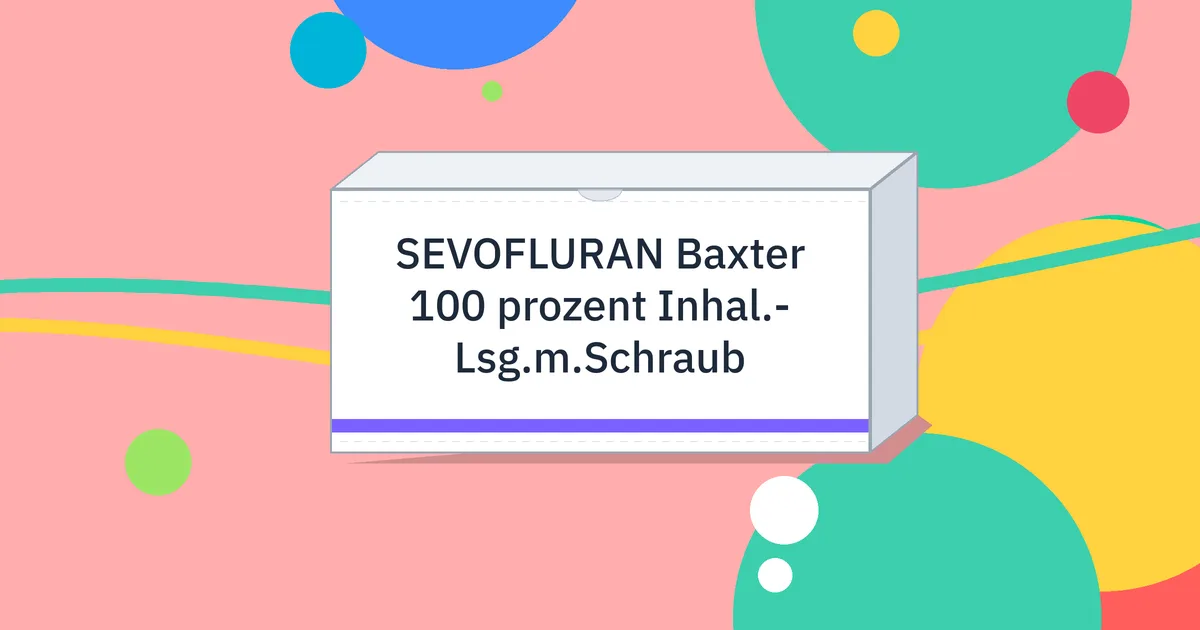Symbolbild: Packung mit der Aufschrift SEVOFLURAN Baxter 100 prozent Inhal.-Lsg.m.Schraub (PZN 15878665) – Verfügbarkeit und Bezug in Apotheken in Frankfurt am Main