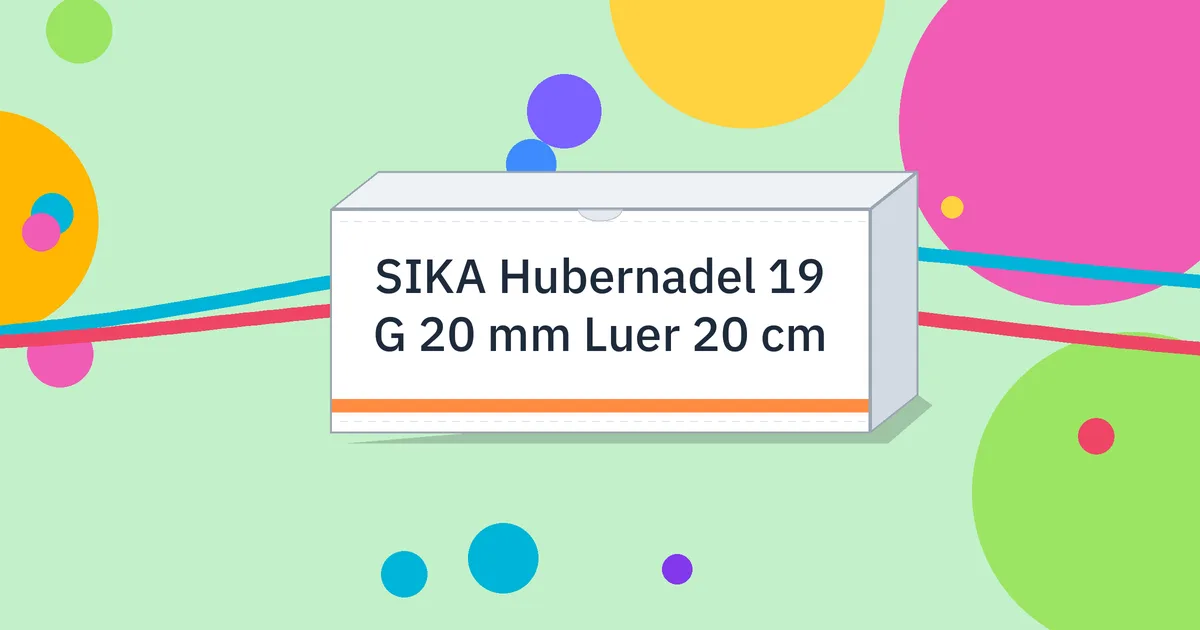 Symbolbild: Packung mit der Aufschrift SIKA Hubernadel 19 G 20 mm Luer 20 cm (PZN 03054551) – Verfügbarkeit und Bezug in Apotheken in Frankfurt am Main