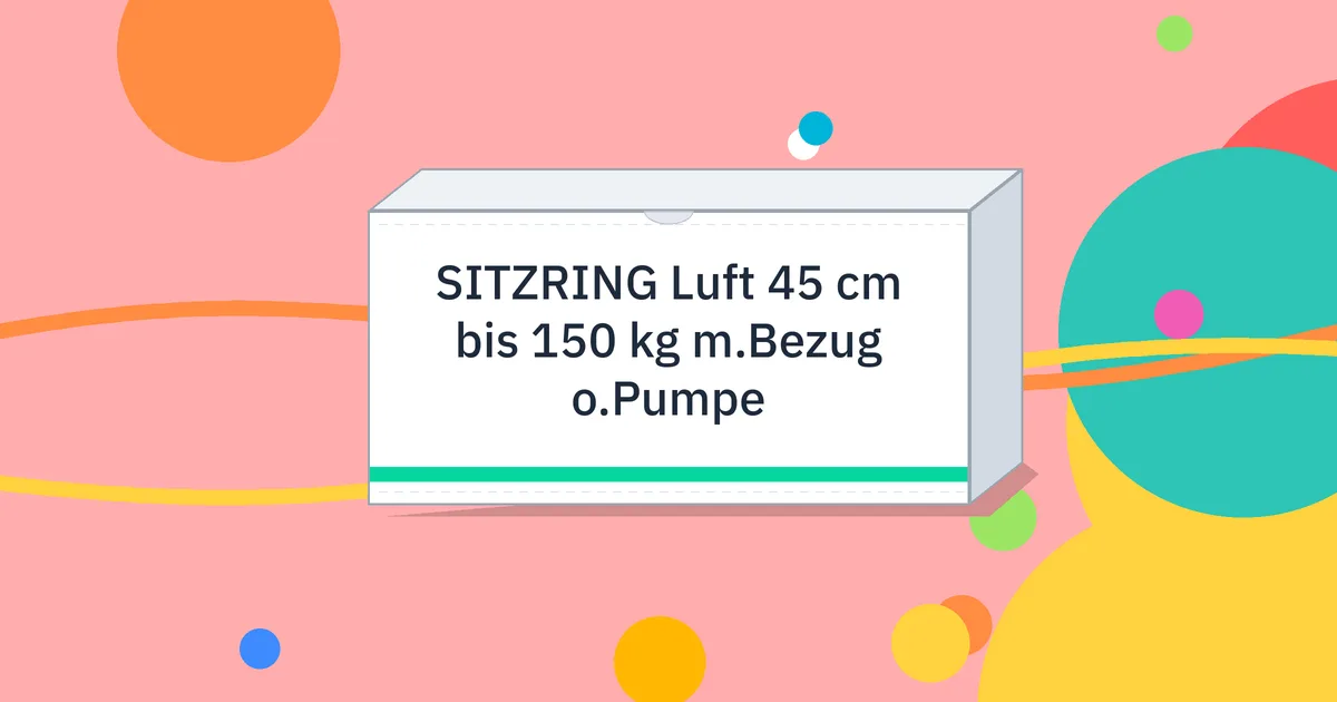 Symbolbild: Packung mit der Aufschrift SITZRING Luft 45 cm bis 150 kg m.Bezug o.Pumpe (PZN 16515077) – Verfügbarkeit und Bezug in Apotheken in Frankfurt am Main