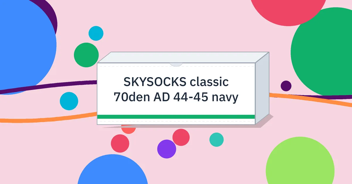 Symbolbild: Packung mit der Aufschrift SKYSOCKS classic 70den AD 44-45 navy (PZN 18663882) – Verfügbarkeit und Bezug in Apotheken in Frankfurt am Main