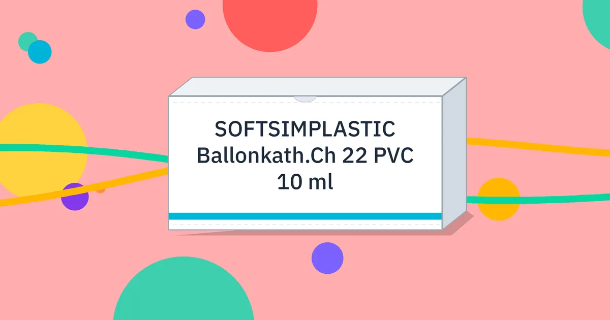 Symbolbild: Packung mit der Aufschrift SOFTSIMPLASTIC Ballonkath.Ch 22 PVC 10 ml (PZN 03843928) – Verfügbarkeit und Bezug in Apotheken in Frankfurt am Main