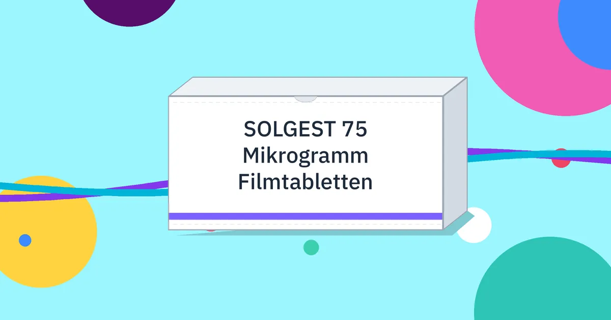 Symbolbild: Packung mit der Aufschrift SOLGEST 75 Mikrogramm Filmtabletten (PZN 08557937) – Verfügbarkeit und Bezug in Apotheken in Frankfurt am Main