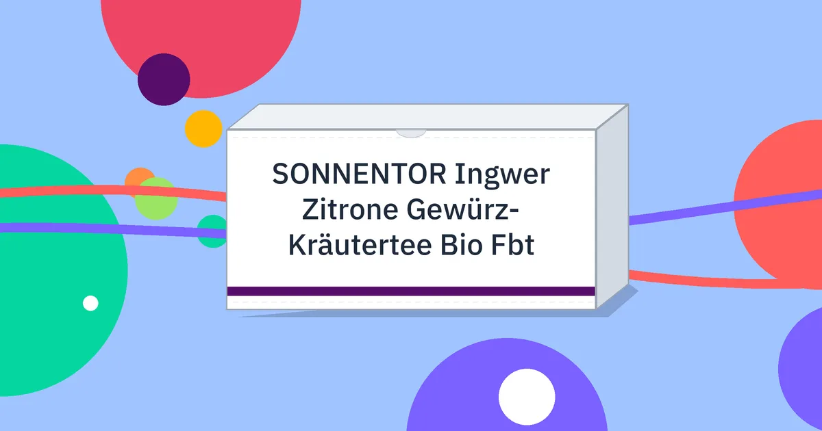 Symbolbild: Packung mit der Aufschrift SONNENTOR Ingwer Zitrone Gewürz-Kräutertee Bio Fbt (PZN 18902223) – Verfügbarkeit und Bezug in Apotheken in Frankfurt am Main