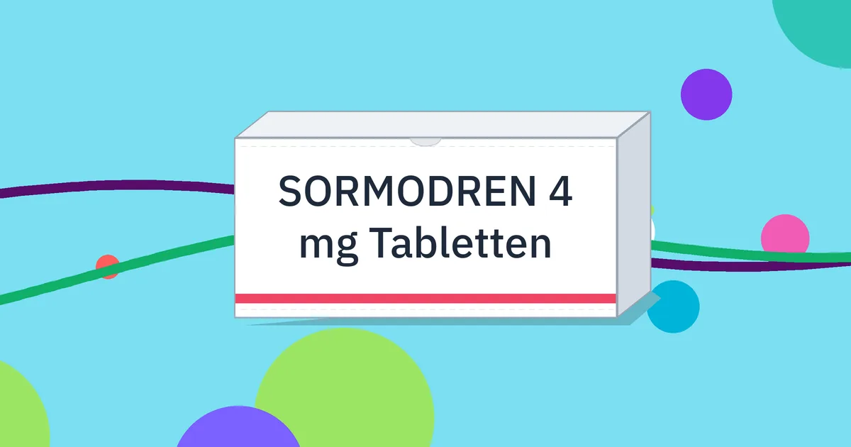 Symbolbild: Packung mit der Aufschrift SORMODREN 4 mg Tabletten (PZN 09309147) – Verfügbarkeit und Bezug in Apotheken in Frankfurt am Main