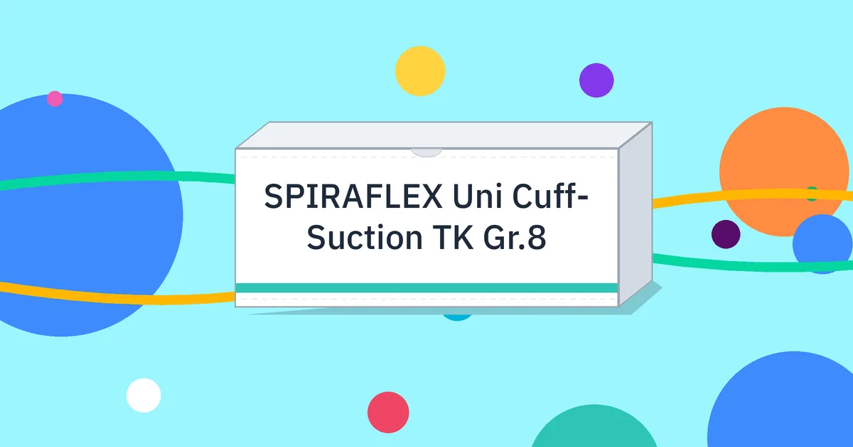 Symbolbild: Packung mit der Aufschrift SPIRAFLEX Uni Cuff-Suction TK Gr.8 (PZN 17932883) – Verfügbarkeit und Bezug in Apotheken in Frankfurt am Main