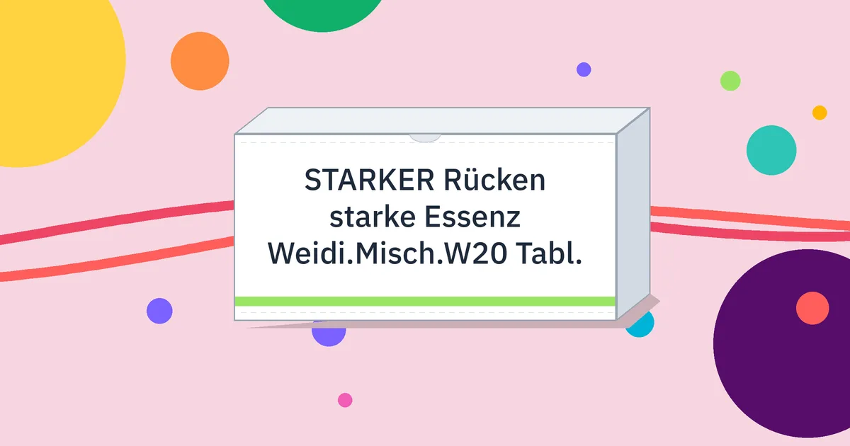 Symbolbild: Packung mit der Aufschrift STARKER Rücken starke Essenz Weidi.Misch.W20 Tabl. (PZN 13867686) – Verfügbarkeit und Bezug in Apotheken in Frankfurt am Main