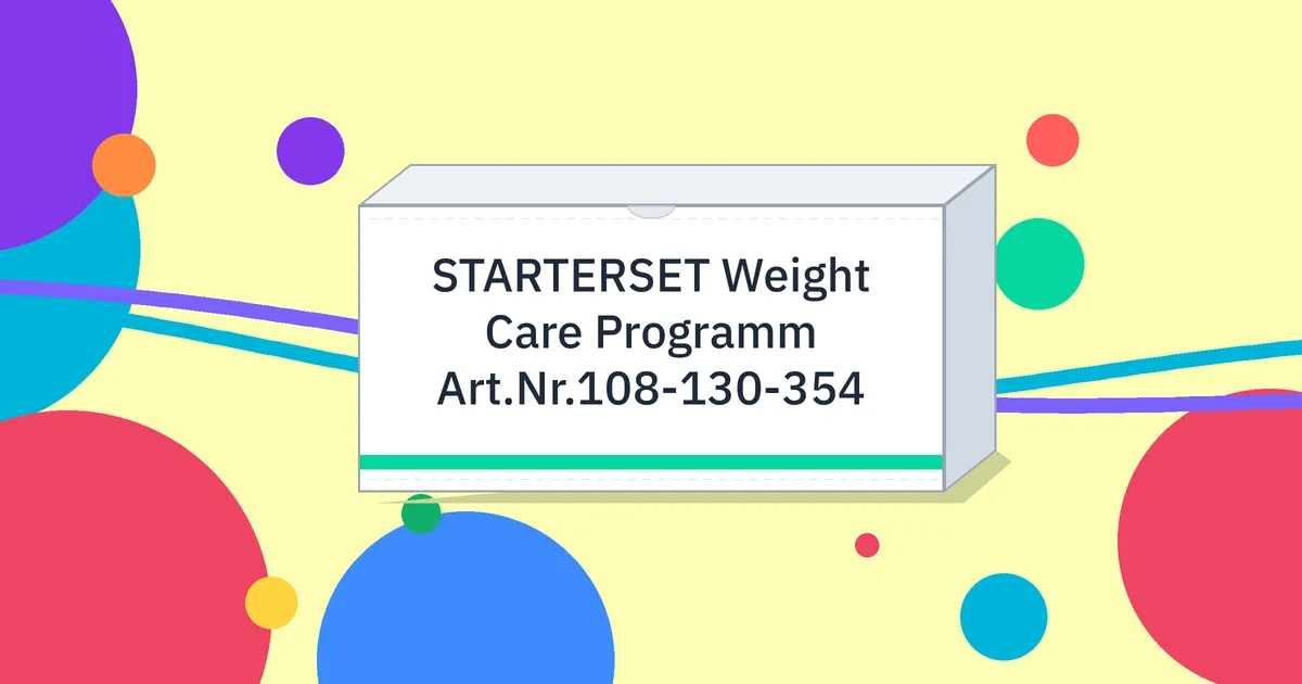 Symbolbild: Packung mit der Aufschrift STARTERSET Weight Care Programm Art.Nr.108-130-354 (PZN 12511711) – Verfügbarkeit und Bezug in Apotheken in Frankfurt am Main