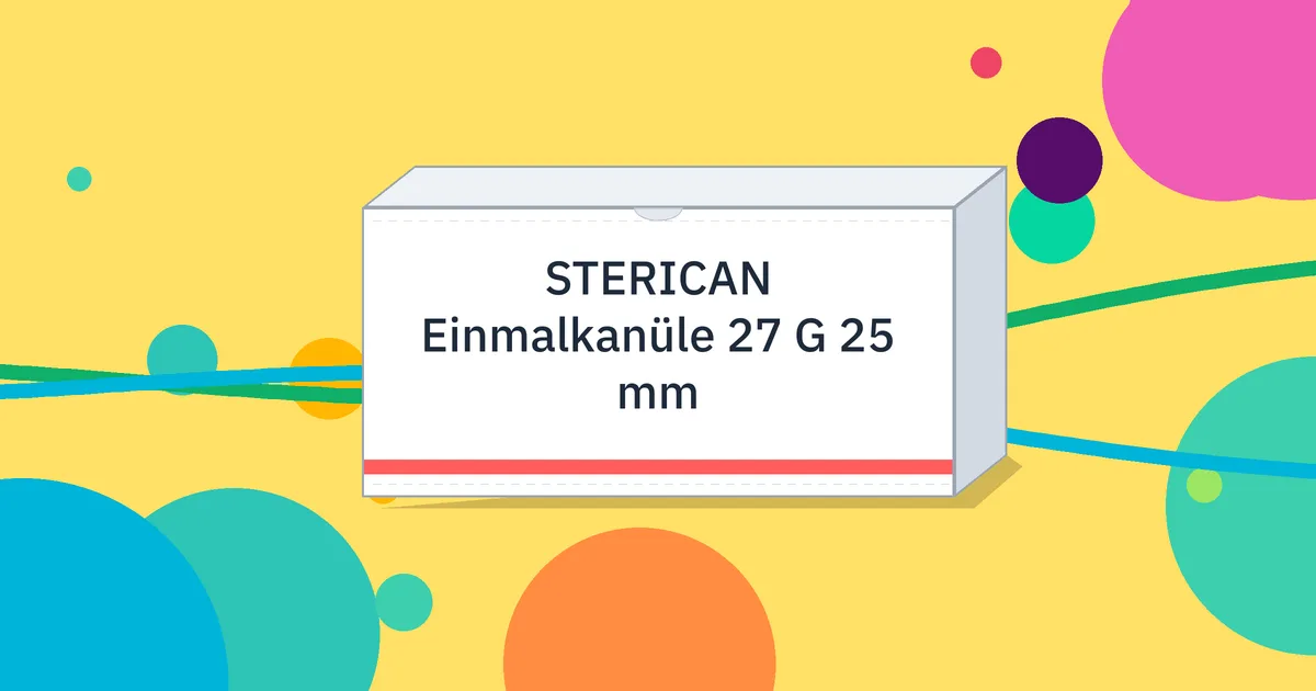Symbolbild: Packung mit der Aufschrift STERICAN Einmalkanüle 27 G 25 mm (PZN 18746349) – Verfügbarkeit und Bezug in Apotheken in Frankfurt am Main