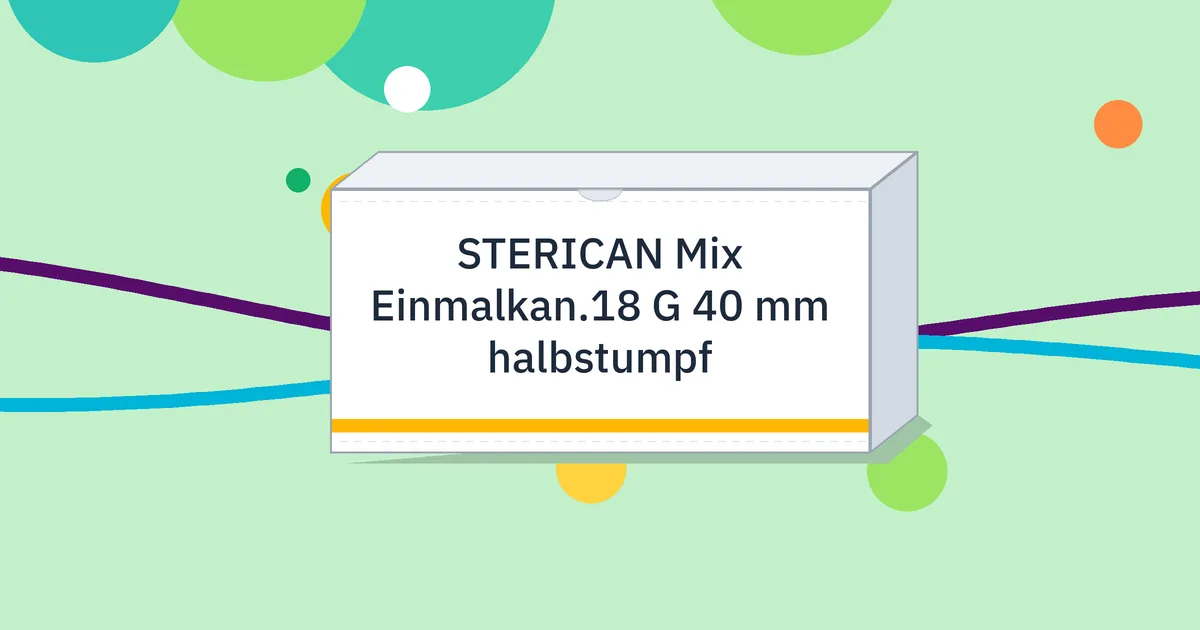 Symbolbild: Packung mit der Aufschrift STERICAN Mix Einmalkan.18 G 40 mm halbstumpf (PZN 18746740) – Verfügbarkeit und Bezug in Apotheken in Frankfurt am Main