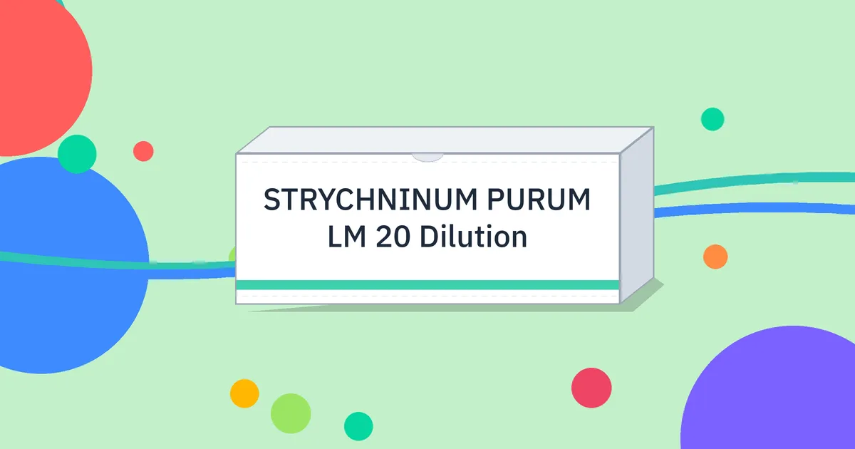 Symbolbild: Packung mit der Aufschrift STRYCHNINUM PURUM LM 20 Dilution (PZN 13207754) – Verfügbarkeit und Bezug in Apotheken in Frankfurt am Main