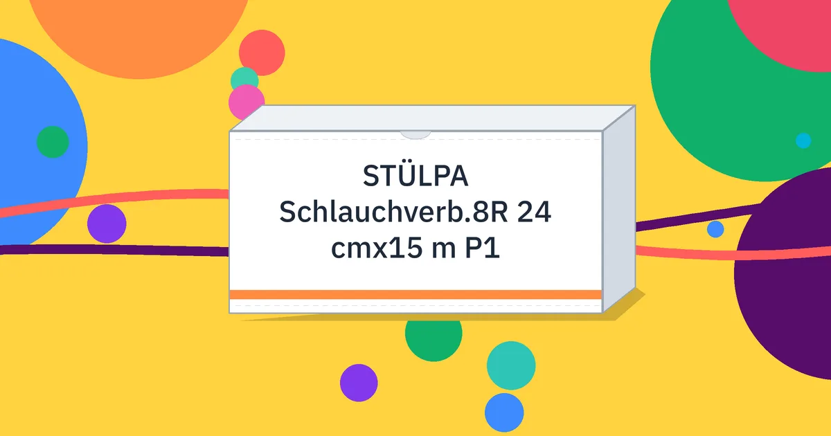 Symbolbild: Packung mit der Aufschrift STÜLPA Schlauchverb.8R 24 cmx15 m P1 (PZN 16861460) – Verfügbarkeit und Bezug in Apotheken in Frankfurt am Main