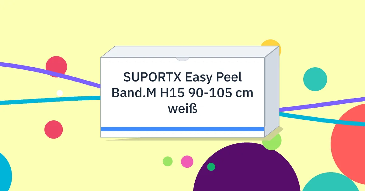 Symbolbild: Packung mit der Aufschrift SUPORTX Easy Peel Band.M H15 90-105 cm weiß (PZN 09486412) – Verfügbarkeit und Bezug in Apotheken in Frankfurt am Main
