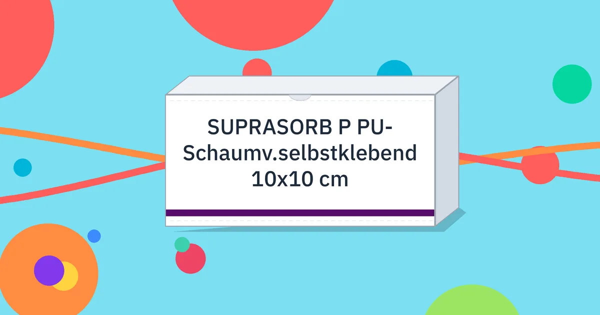 Symbolbild: Packung mit der Aufschrift SUPRASORB P PU-Schaumv.selbstklebend 10x10 cm (PZN 13541252) – Verfügbarkeit und Bezug in Apotheken in Frankfurt am Main