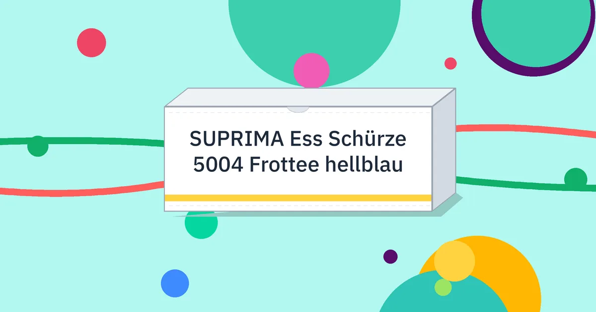 Symbolbild: Packung mit der Aufschrift SUPRIMA Ess Schürze 5004 Frottee hellblau (PZN 03921120) – Verfügbarkeit und Bezug in Apotheken in Frankfurt am Main