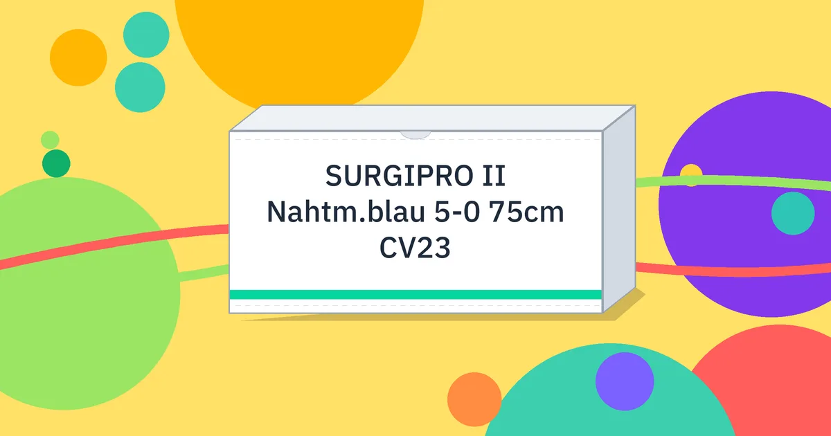 Symbolbild: Packung mit der Aufschrift SURGIPRO II Nahtm.blau 5-0 75cm CV23 (PZN 18259052) – Verfügbarkeit und Bezug in Apotheken in Frankfurt am Main