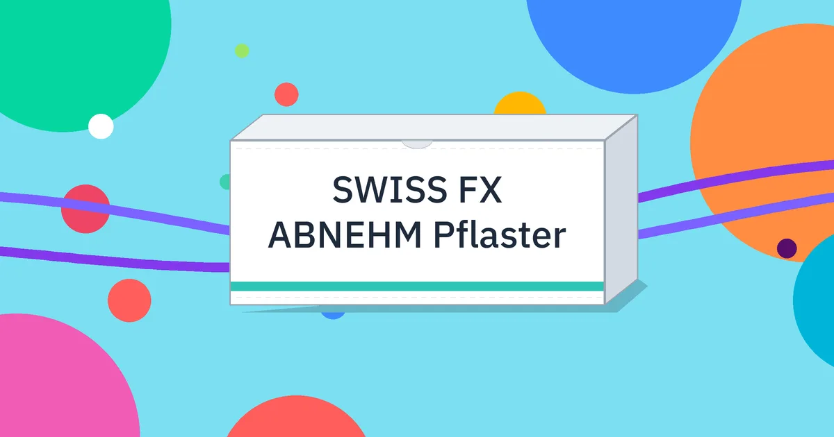 Symbolbild: Packung mit der Aufschrift SWISS FX ABNEHM Pflaster (PZN 19639905) – Verfügbarkeit und Bezug in Apotheken in Frankfurt am Main
