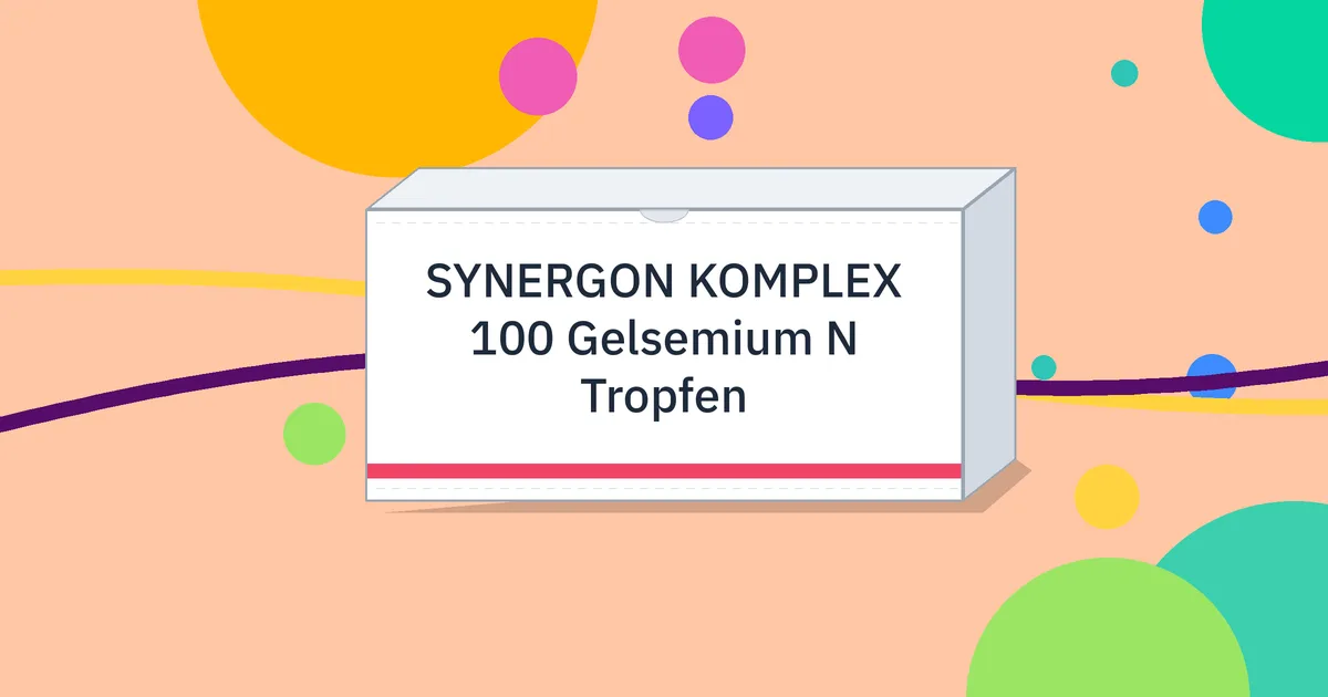 Symbolbild: Packung mit der Aufschrift SYNERGON KOMPLEX 100 Gelsemium N Tropfen (PZN 03575178) – Verfügbarkeit und Bezug in Apotheken in Frankfurt am Main